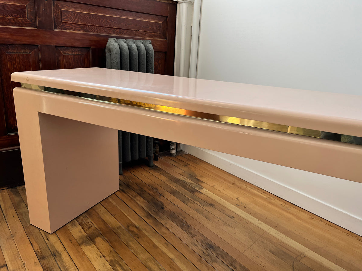 Pink Console Table with Gold Accents – Roslyn Shop