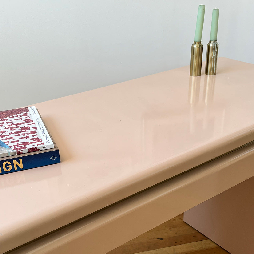 Pink Console Table with Gold Accents – Roslyn Shop